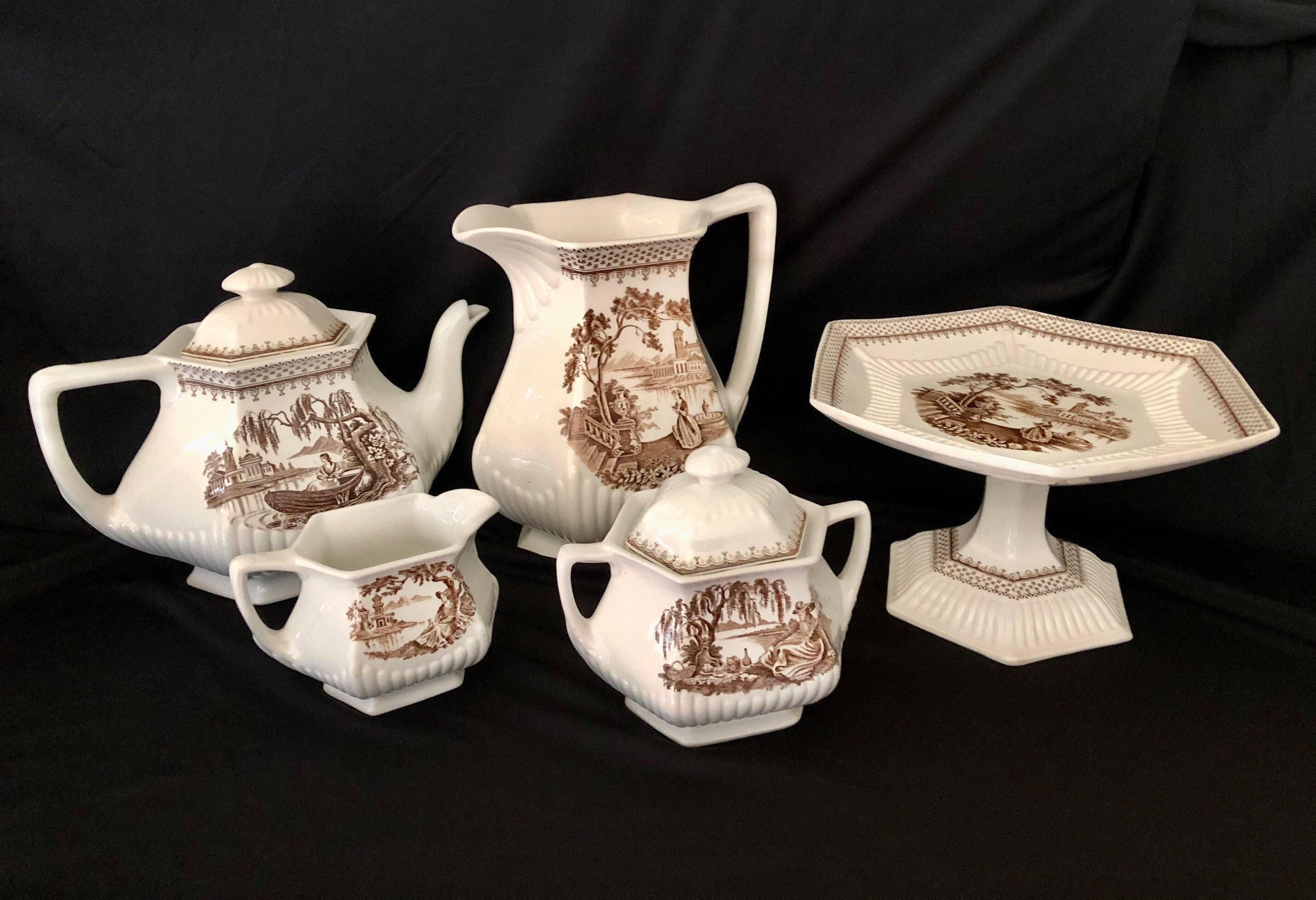 Vintage Ironstone Dining Set Adams and Sons Collection W/ 5 Pieces ...