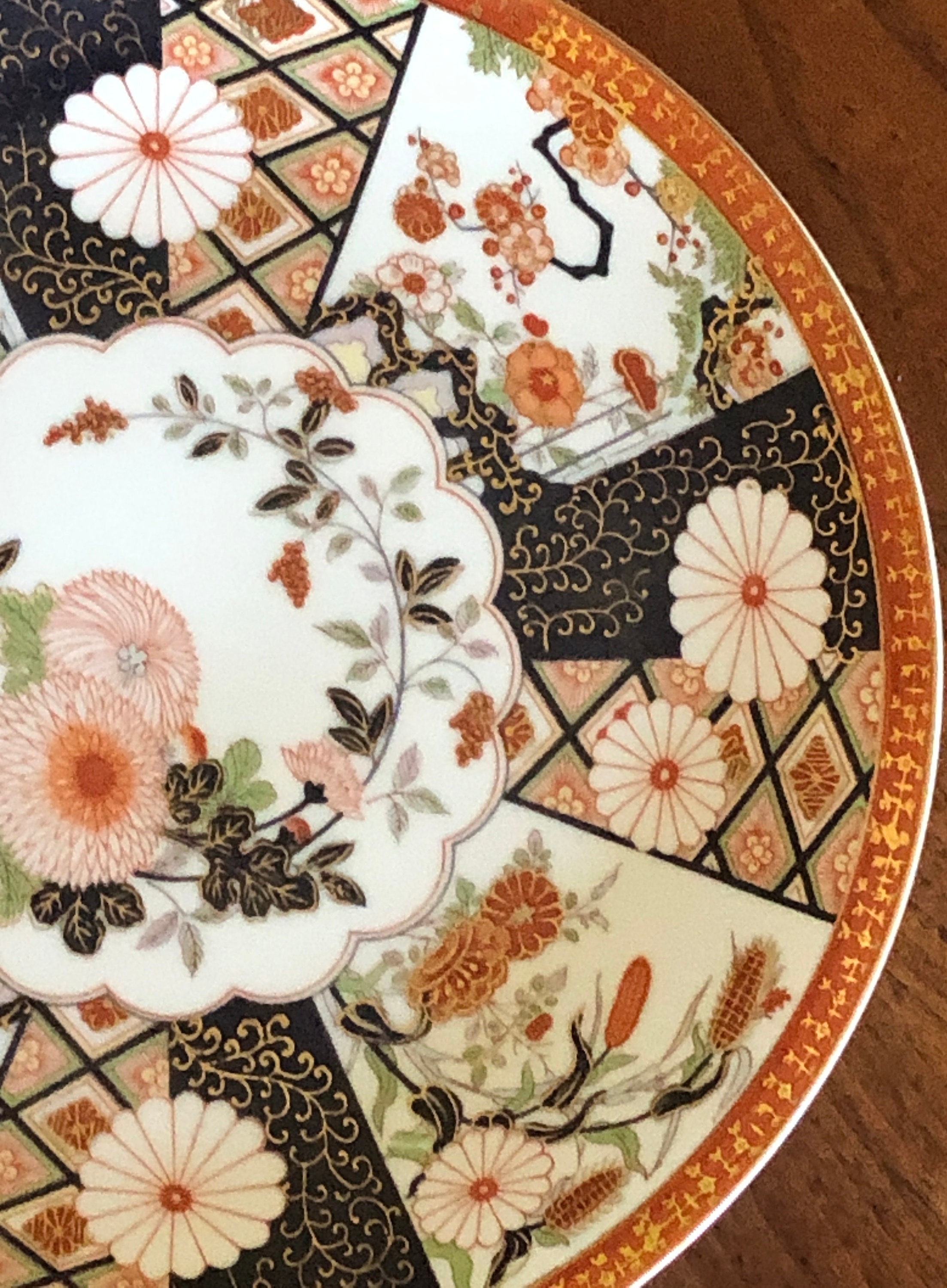 Japanese Imari Plates, Hand-painted Red Black China, Floral Patterns ...