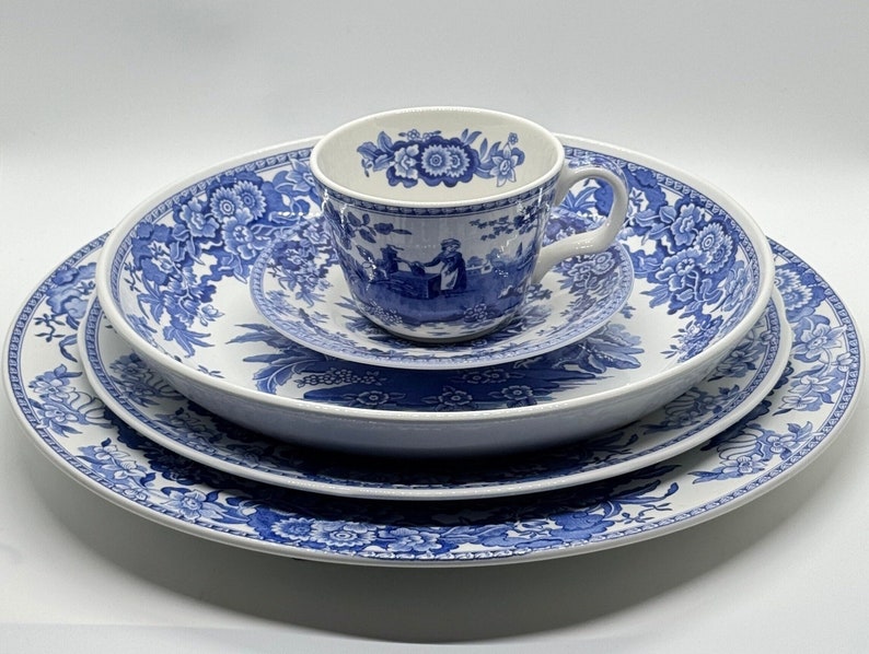 Spode Blue Set "girl at Well" Matching Five Pieces - Etsy
