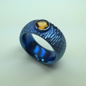 Textured Titanium Ring With Citrine - Etsy