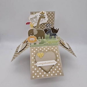 Baby Birth Pop up Card in a Box (personalised), Zoo Animals, Elephant ...