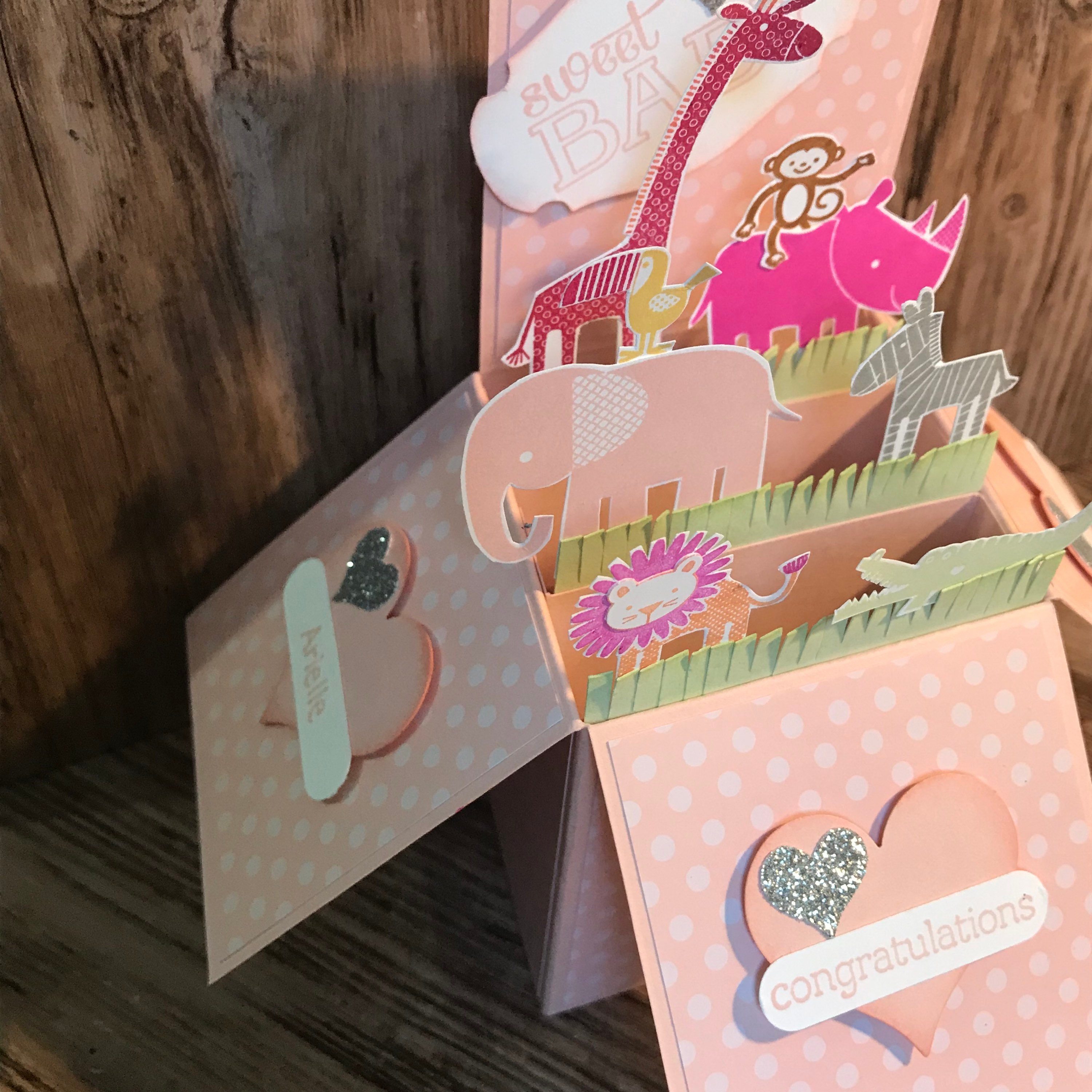 Baby Birth Pop up Card in a Box (personalised), Zoo Animals, Elephant ...