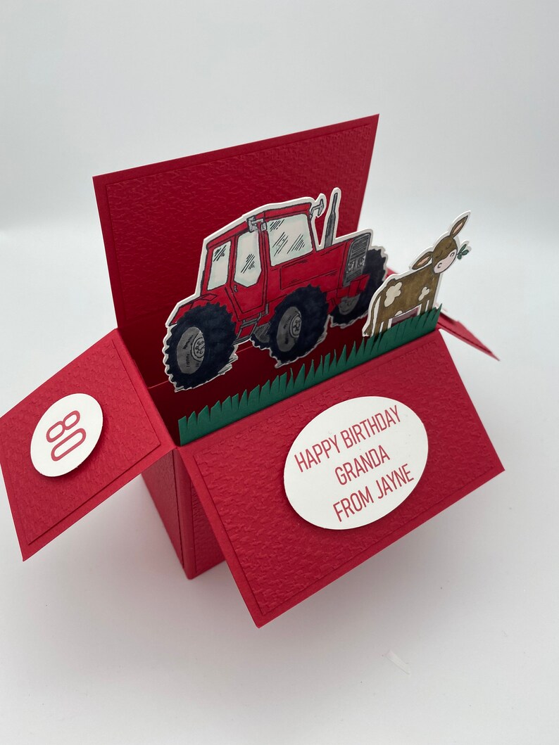 Tractor Farming Farmer Cow Farm 3D Pop up Card Box | Etsy