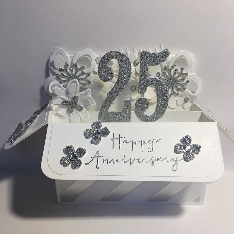 25th Anniversary Pop up Card, Silver Wedding, Milestone Box Card - Etsy UK