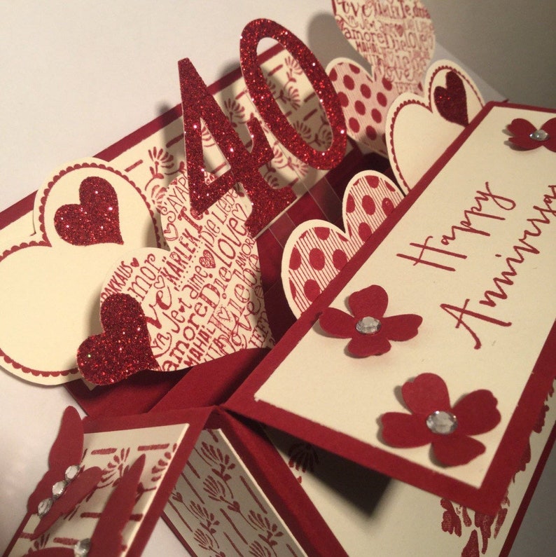 Ruby Wedding Anniversary Card 40 Years Married Pop up Card - Etsy