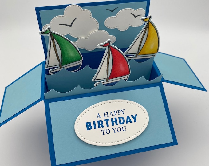 Pop up Box Card, Sailing, Sailors, Yacht, Dinghy, Sailboat Sail Boat ...