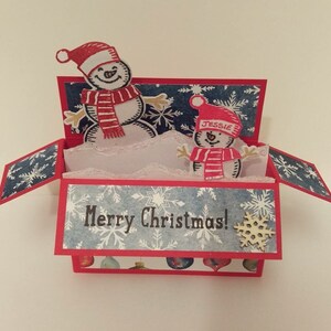 Pop up Christmas Card With Snow Men; Snow Family; Personalised; Box ...