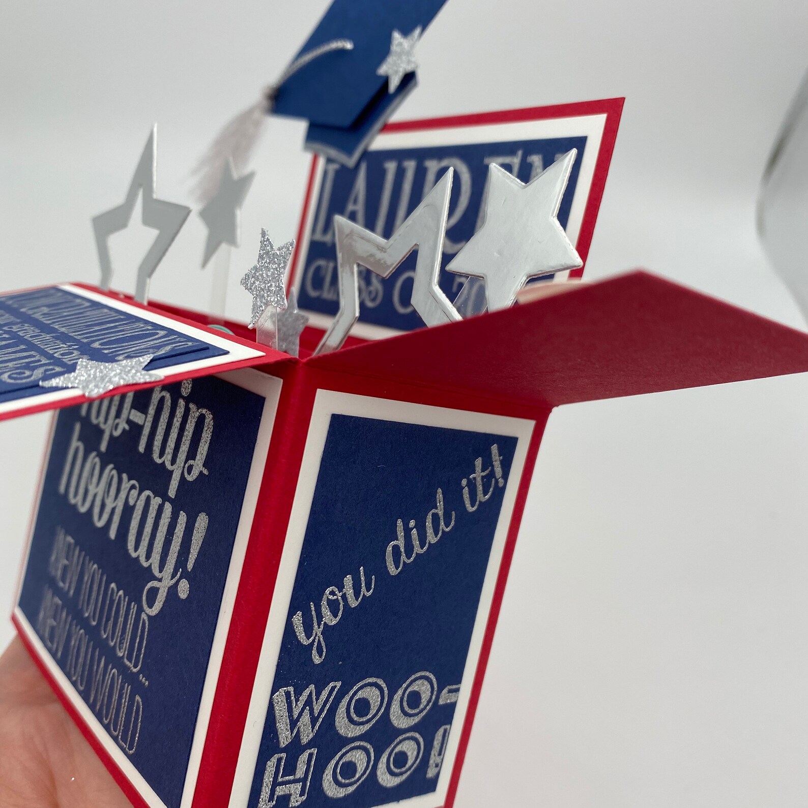 Graduation pop up card 3d card in a box school leavers | Etsy