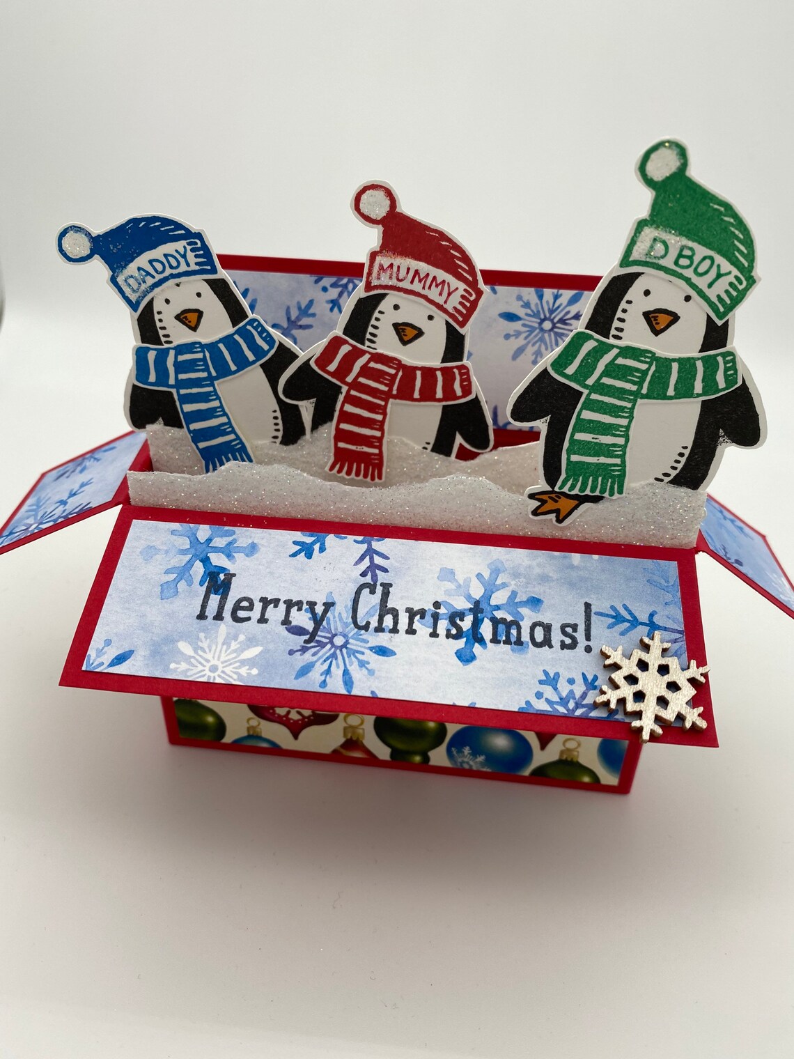 Pop up Christmas Card With Penguin; Snow Family; Penguins; Personalised ...