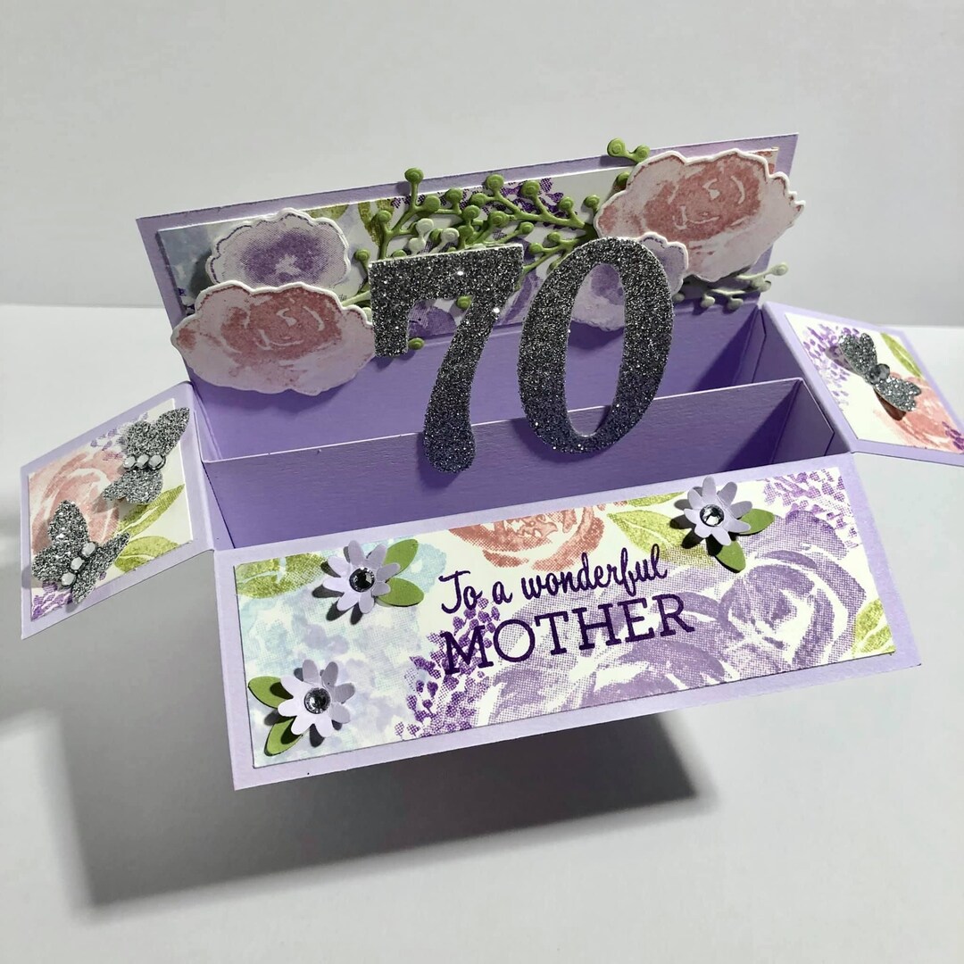 Hand Stamped Floral Birthday Box Card: 3D Pop up Pastel Flowers - Etsy