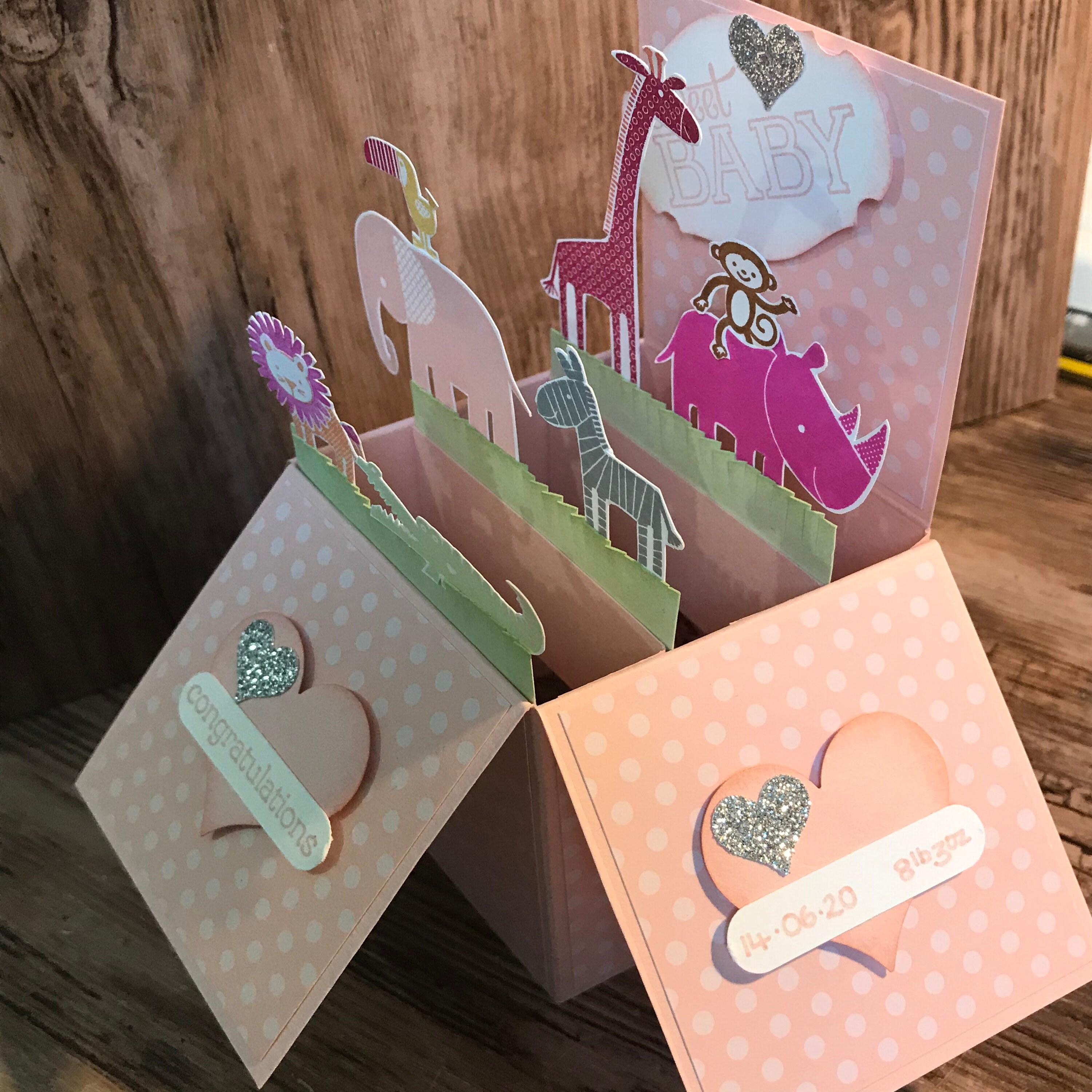 Baby Birth Pop up Card in a Box (personalised), Zoo Animals, Elephant ...