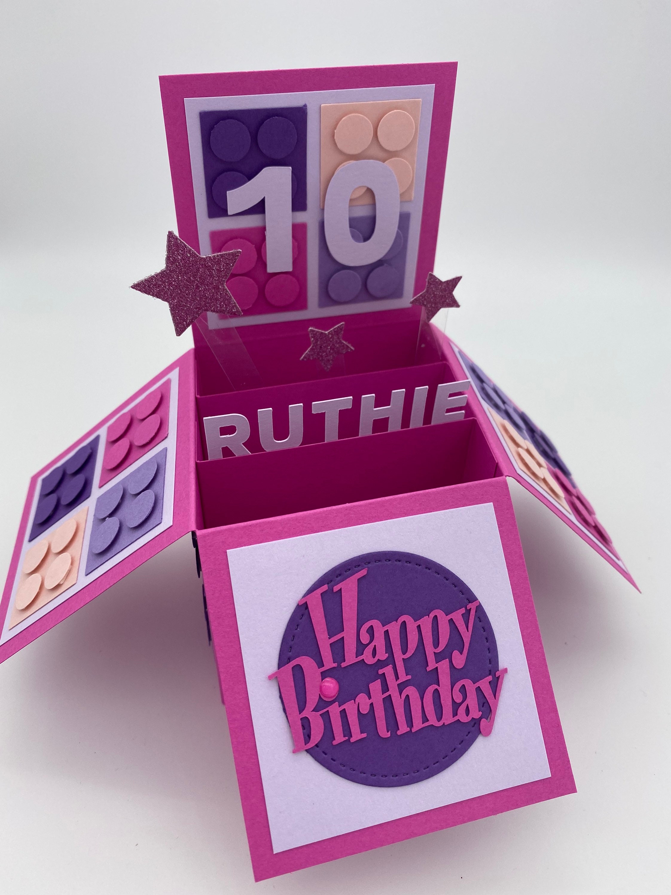 Building Blocks Pop up Birthday Card, 3d Card in a Box, Toy Bricks ...