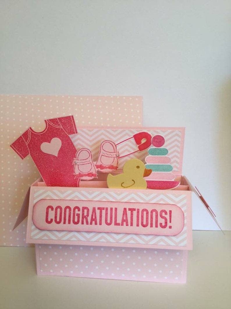 Handmade Card in a Box Pop up Baby Girl Card Card in a Box | Etsy