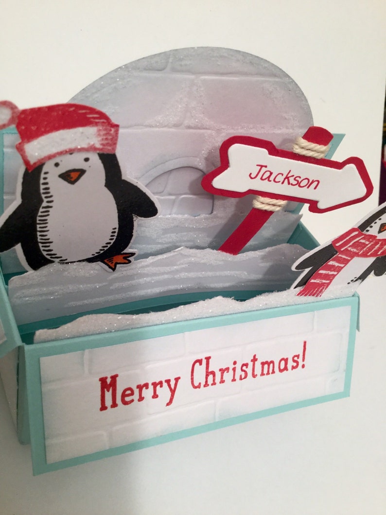 Penguin 3d Pop up Christmas Card; Igloo; Box Card; - Etsy