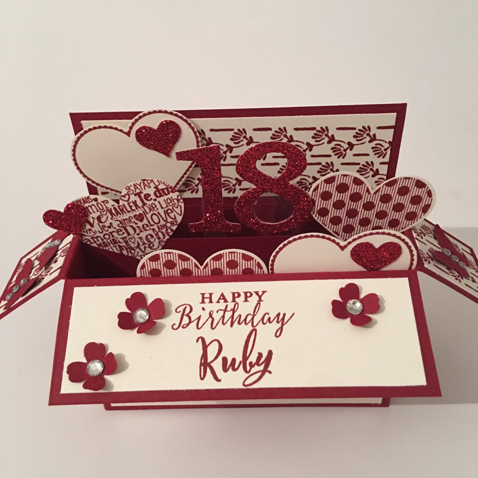 Ruby Wedding Anniversary Card, 40 Years Married, Pop up Card in a Box ...