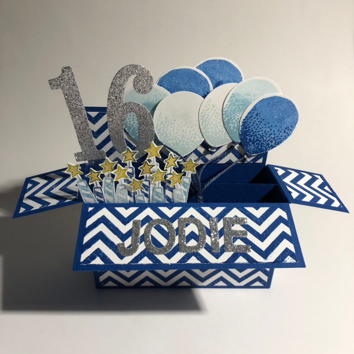 Handmade Card in a Box. Pop up Birthday Card Featuring Balloons and ...