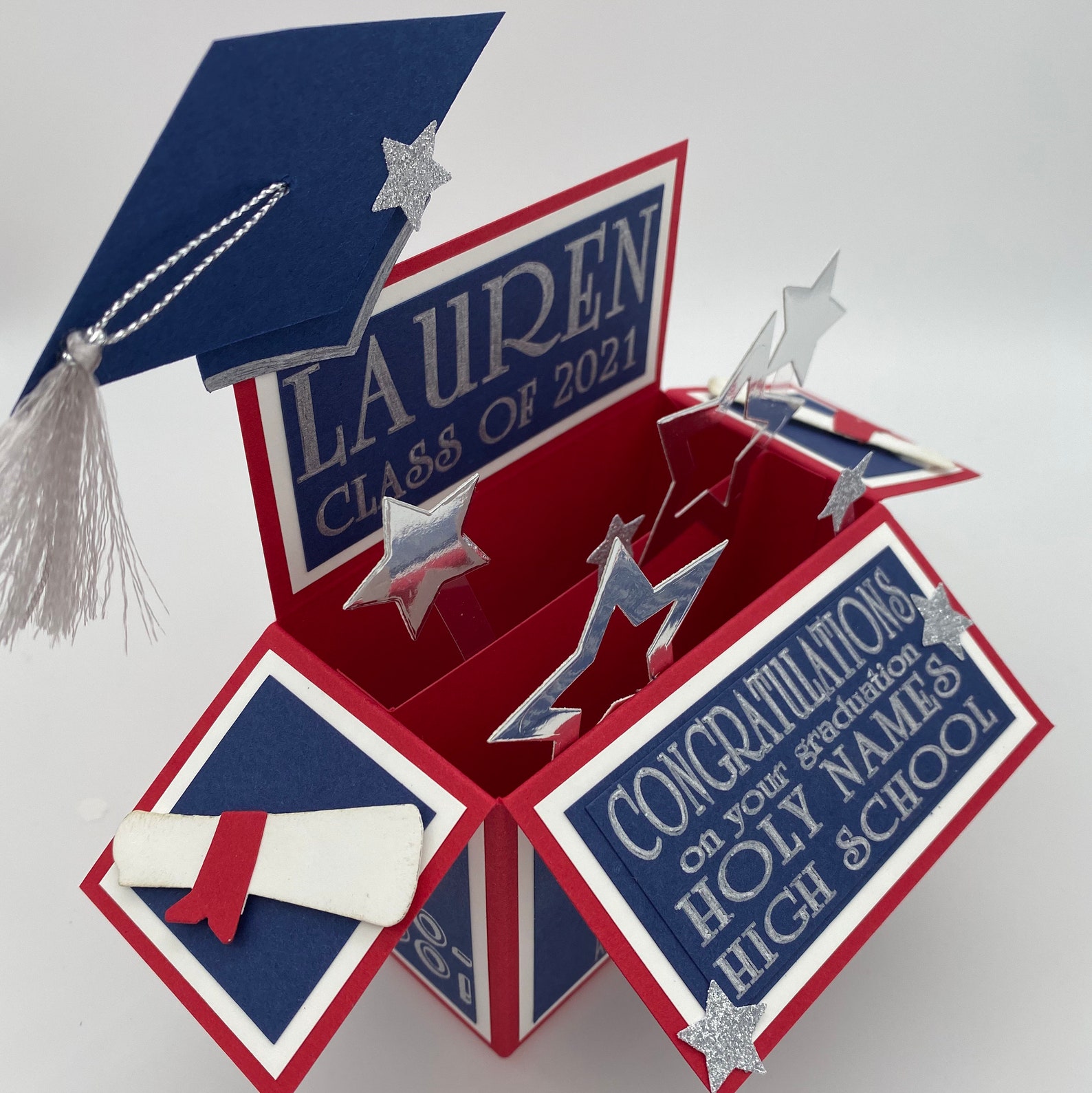Graduation pop up card 3d card in a box school leavers | Etsy