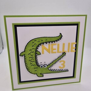 Personalised Crocodile Birthday Card, Child’s Birthday Card, Girls ...