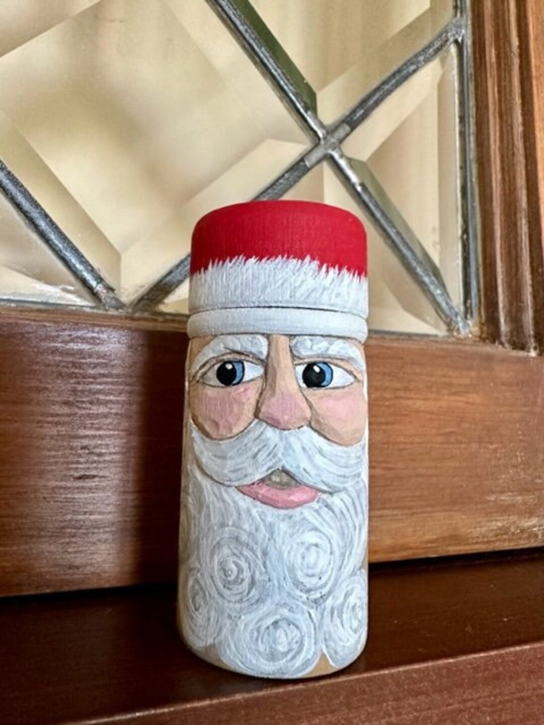 Hand Carved Santa Wooden Needle Case Santa Wood Spirit Folk Art Santa ...