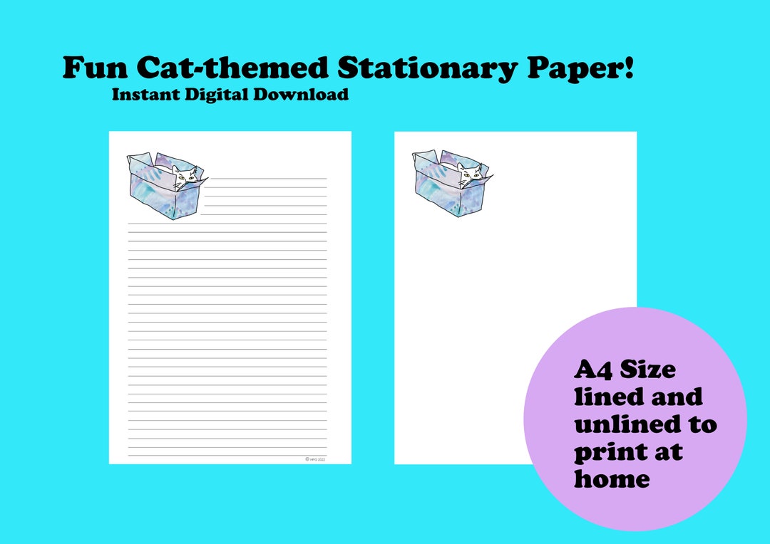 Magical Cat Stationery Set: Digital Download Magic Cat Writing Paper ...