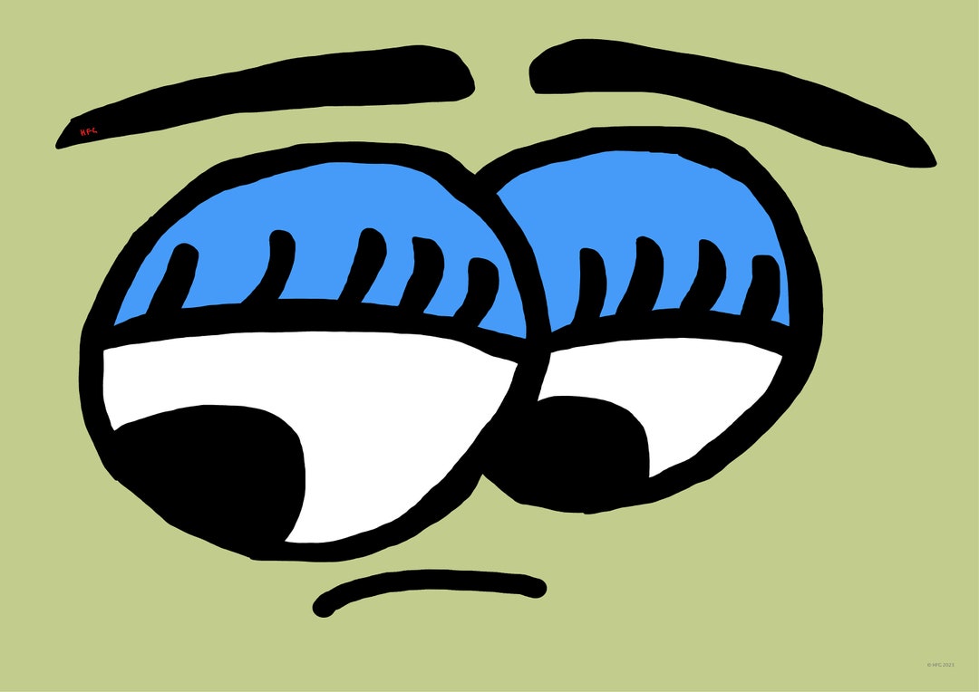 Side Eye Cartoon Eyes Poster Digital Download Art Character Poster ...