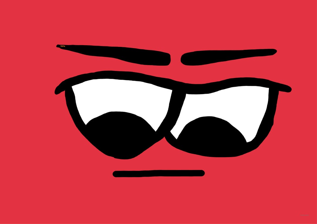 Bold Red Angry Cartoon Face Emotional Art Digital Download Expressive ...