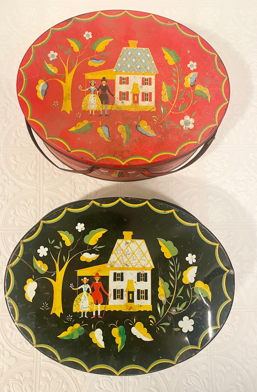 Vintage Dutch Sewing Tins (2) - Etsy