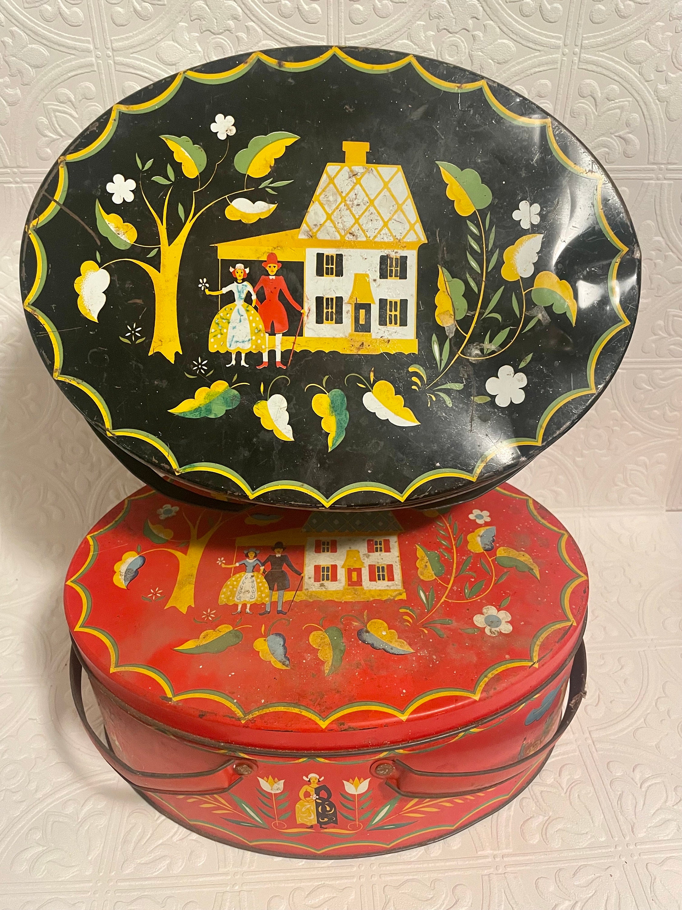 Vintage Dutch Sewing Tins (2) - Etsy