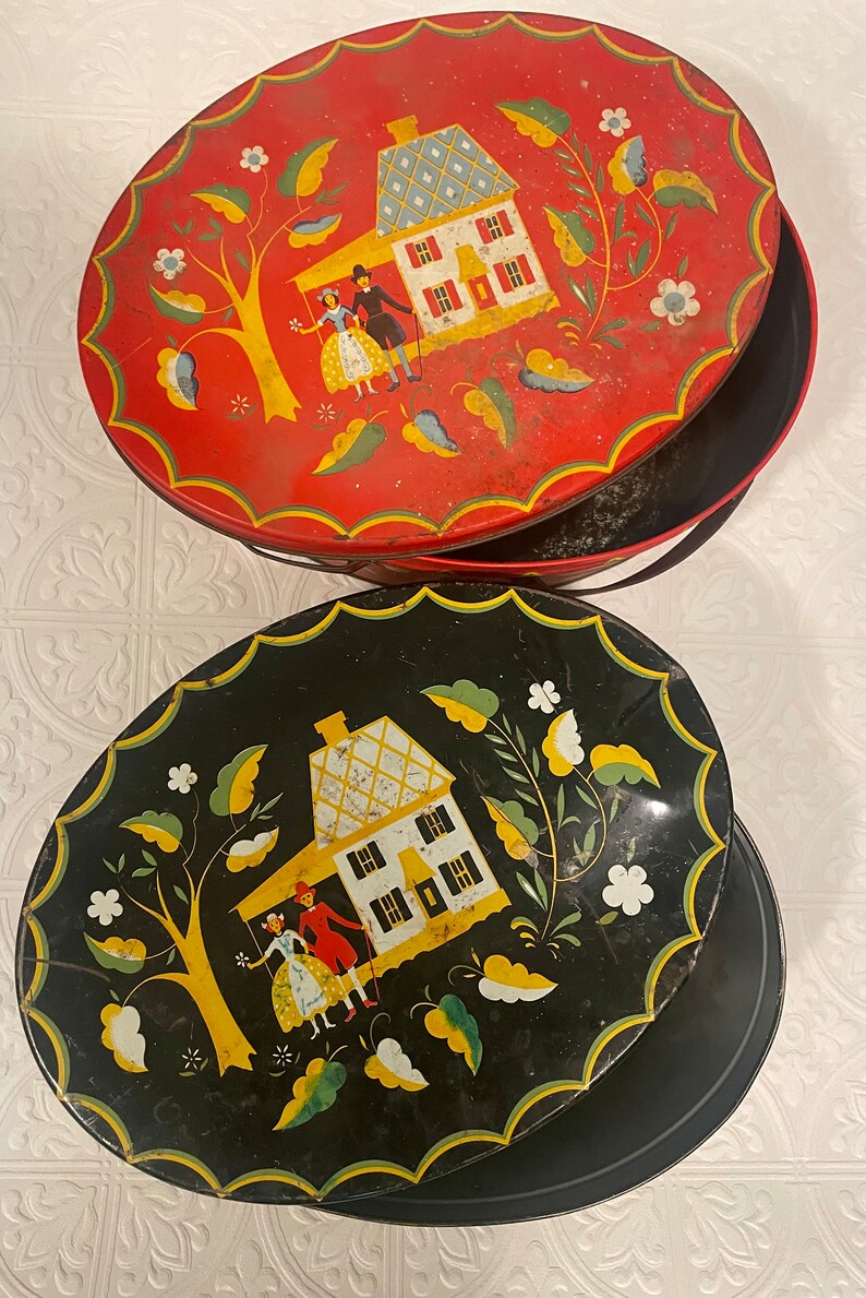 Vintage Dutch Sewing Tins (2) - Etsy