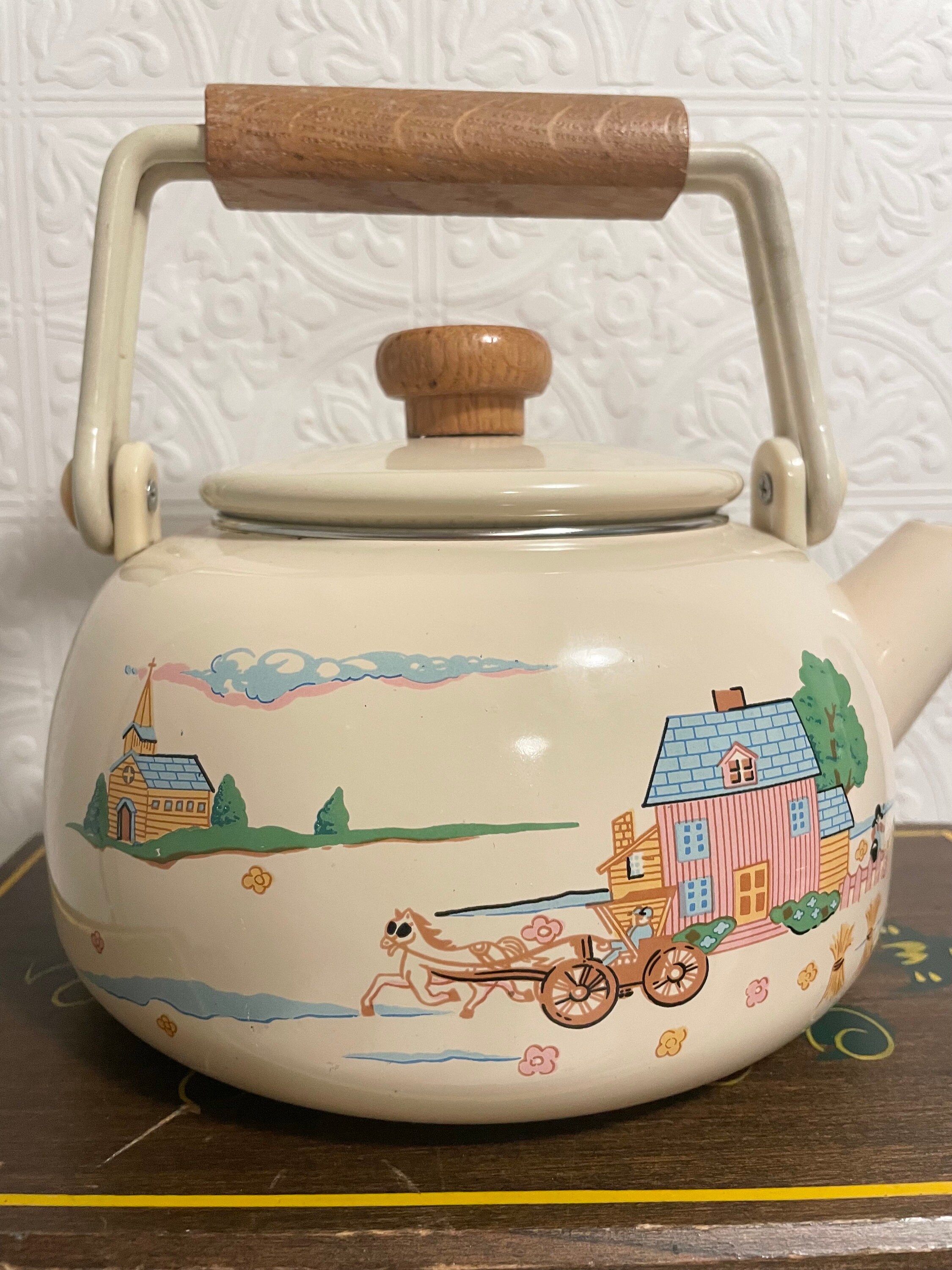 Vintage Dutch Enamel Teapot - Etsy