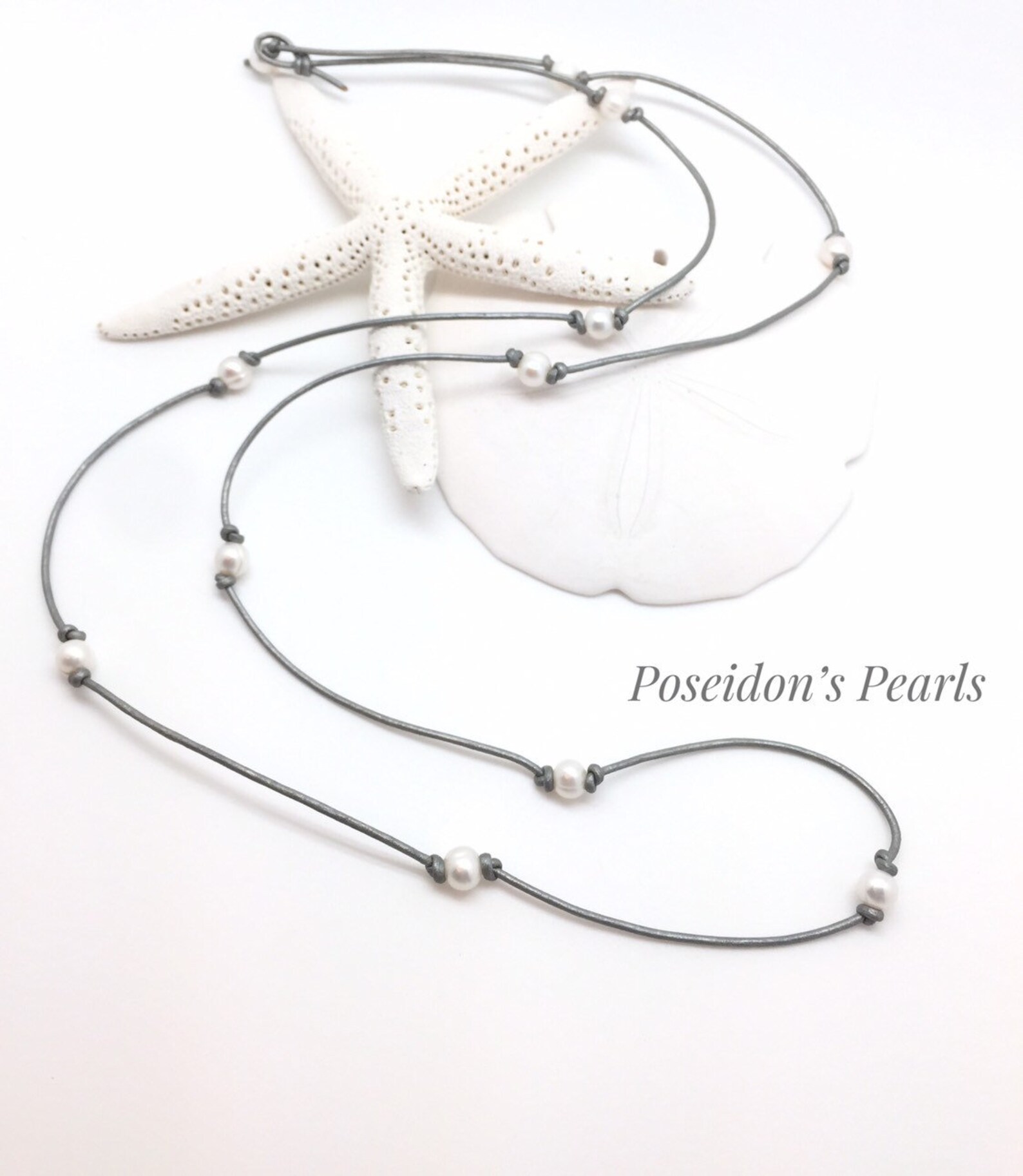 Long Leather Necklace for Women Multi Pearl and Leather Cord - Etsy