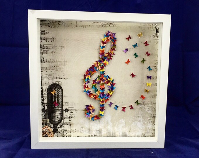 Music Paper Art Frame | Treble Clef Art | Music Room Decor Art |dancing ...