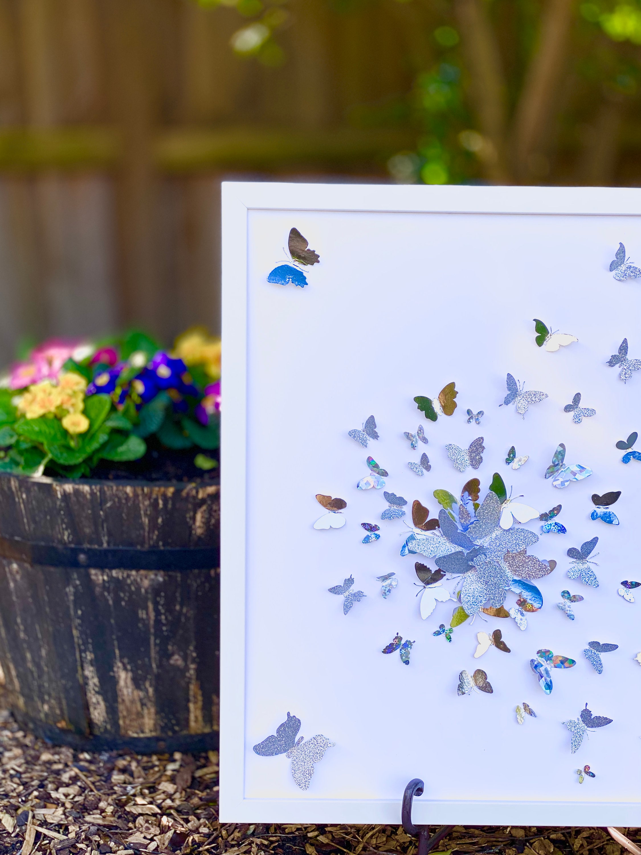 Butterflies Splash Silver Butterflies Wall Art Decor | Etsy