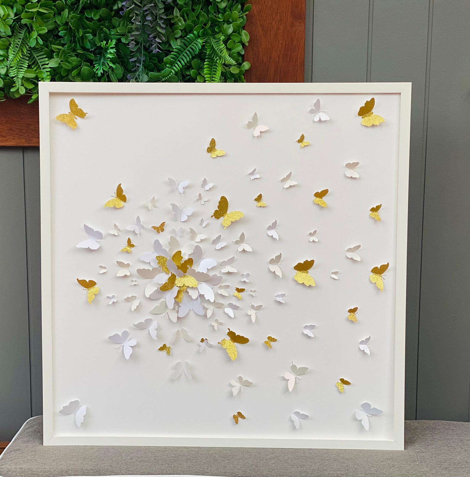 White on White Butterflies With Splash of Gold Butterfly Wall Art - Etsy