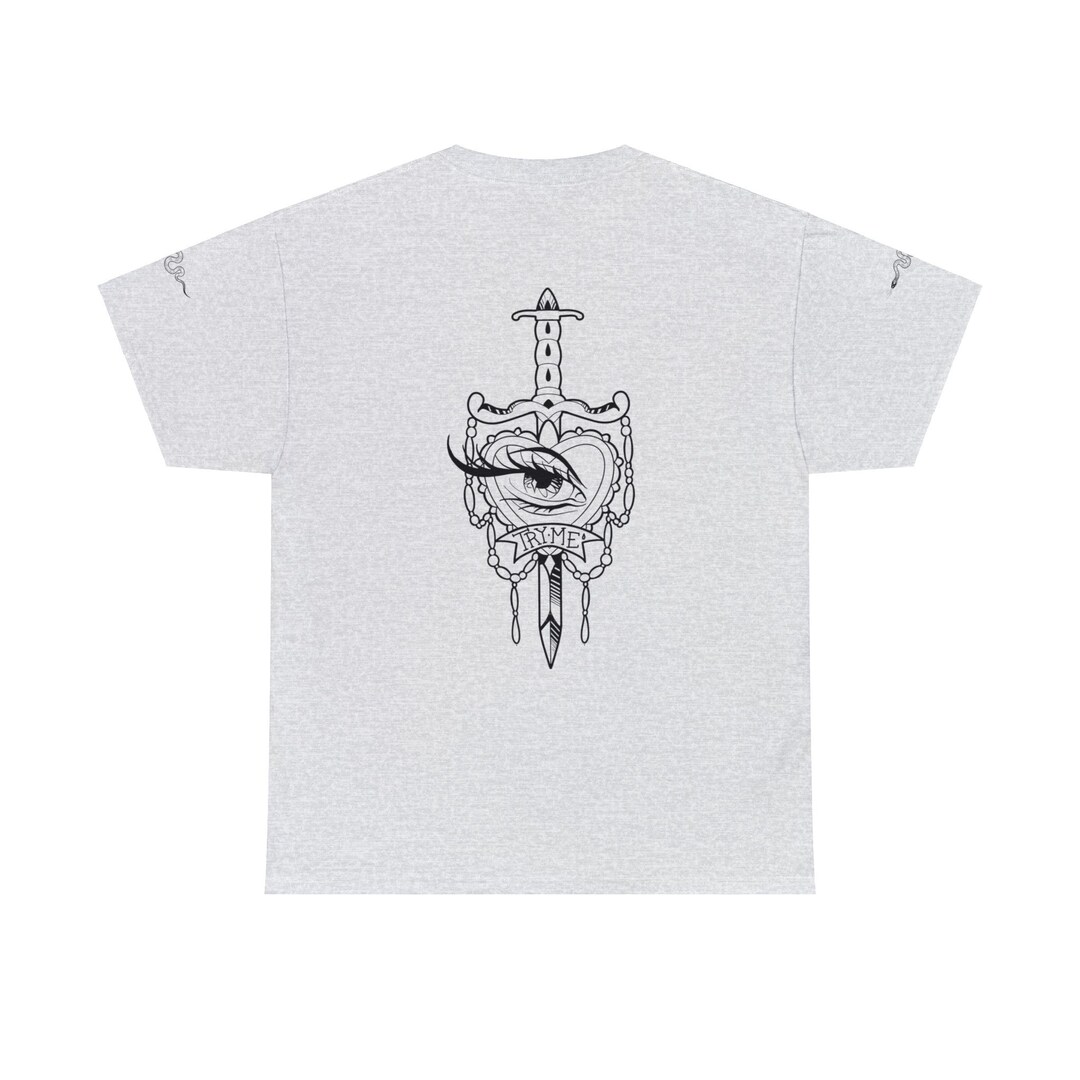 Embellished Dagger Stabbing Heart Hand Drawn Tattoo Art T-shirt ...