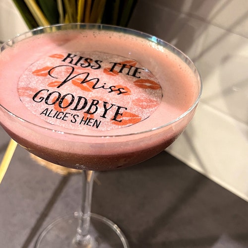 Personalised Kiss the Miss Edible Drink Toppers 1 Sheet | Etsy UK