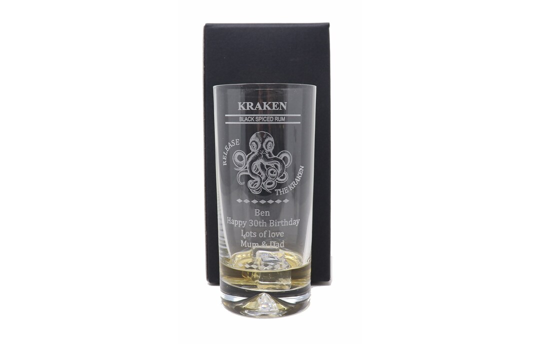 Engraved/personalised *kraken Spiced Rum Octopus Design* Dimple ...