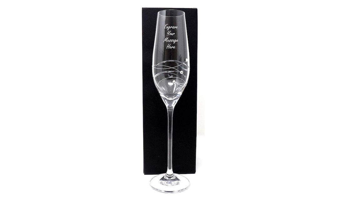 Engraved/personalised Diamante Crystal Champagne Flute With Spiral ...