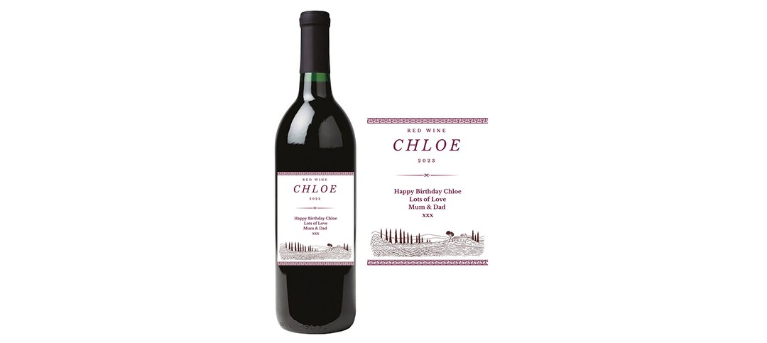 Personalised Red Wine Bottle Label Vineyard Design - Etsy