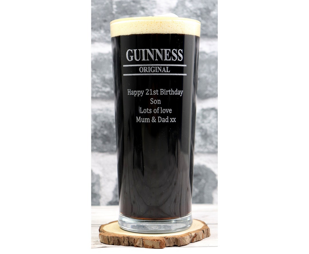 Engraved/personalised GUINNESS Design Pint Glass Gift for 18th/21st ...