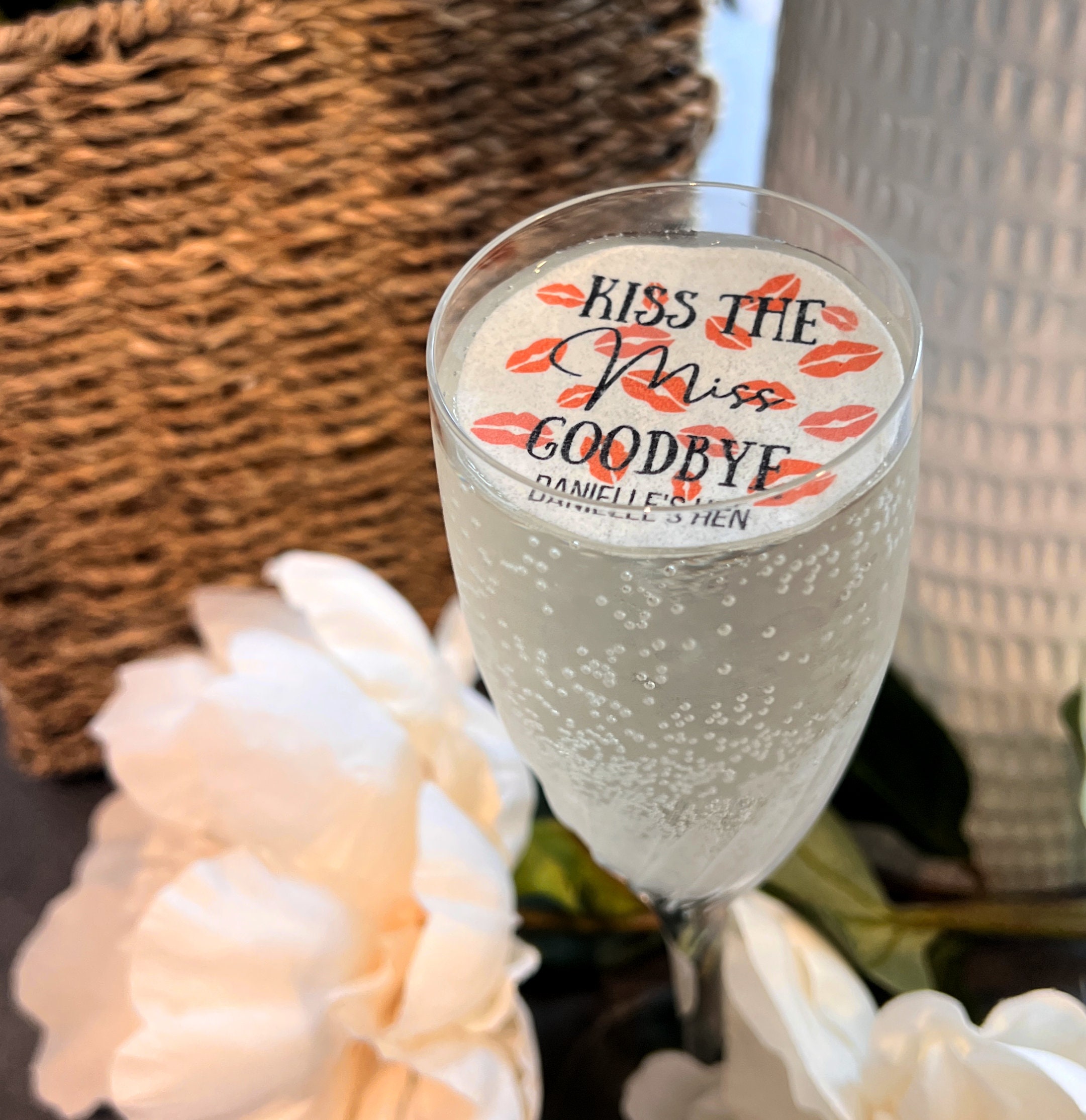 Personalised Kiss the Miss Edible Drink Toppers 1 Sheet - Etsy UK