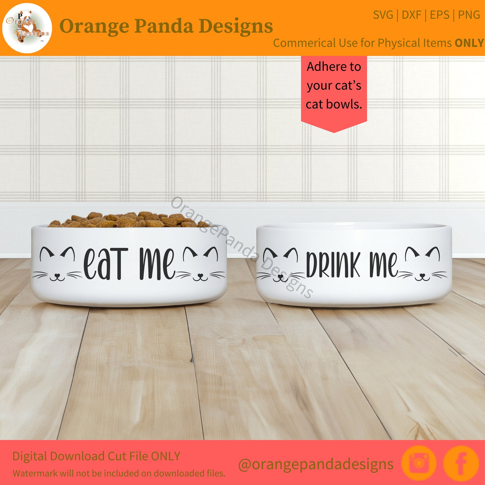 Eat Me Drink Me SVG for Cat Bowl. Feline Humor SVG. Laughing With Cats ...