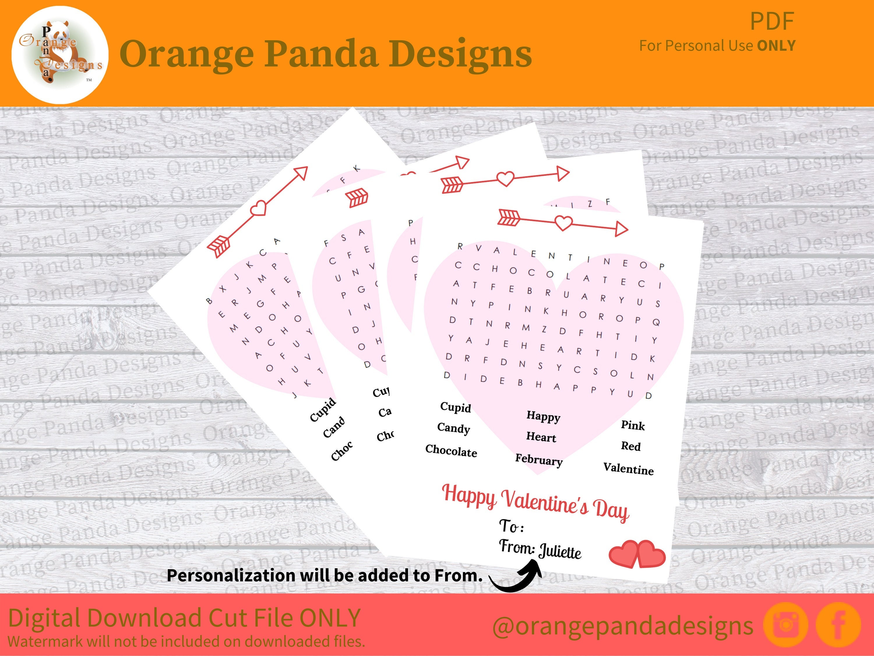 Personalized Valentines Day Word Search. Valentines Kids Party Game ...