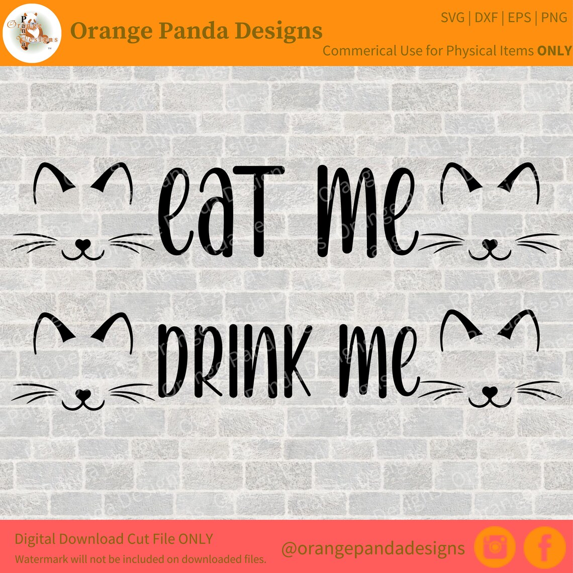 Eat Me Drink Me SVG for Cat Bowl. Feline Humor SVG. Laughing With Cats ...