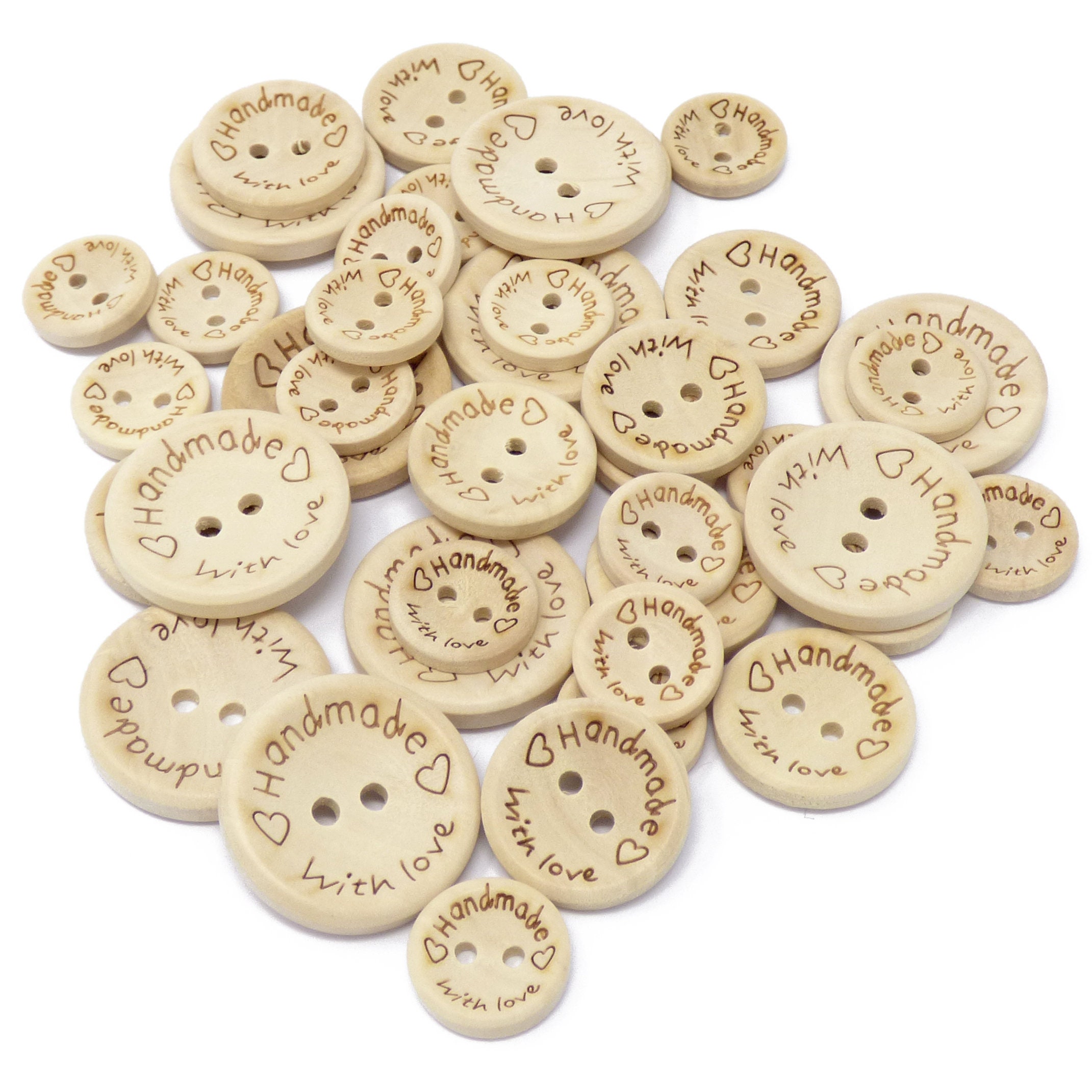 40 Mix 'handmade With Love' Buttons - Charming Craft Embellishments for ...