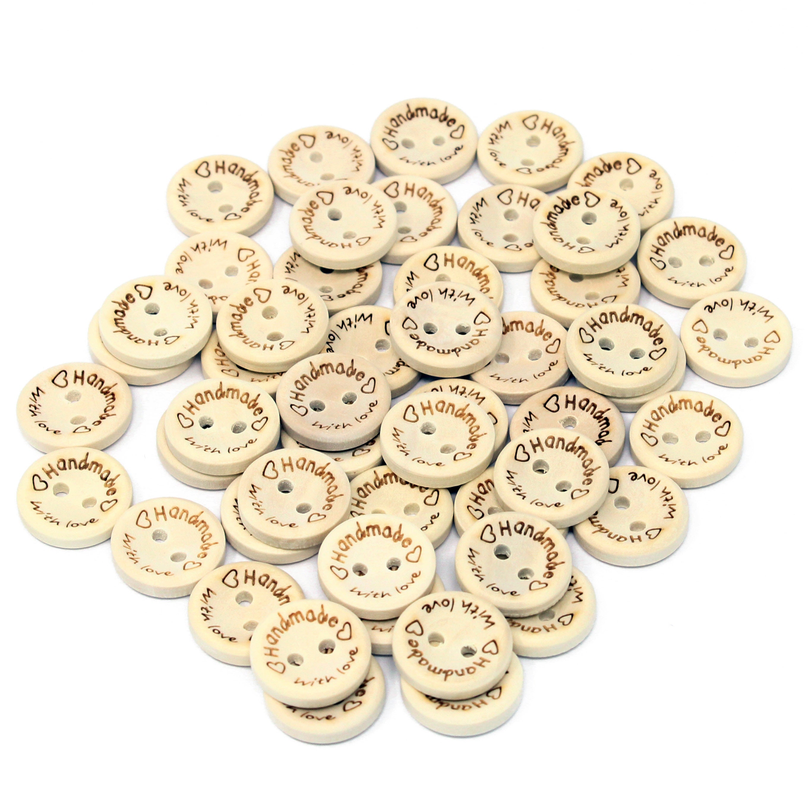 40 Mix 'handmade With Love' Buttons - Charming Craft Embellishments for ...