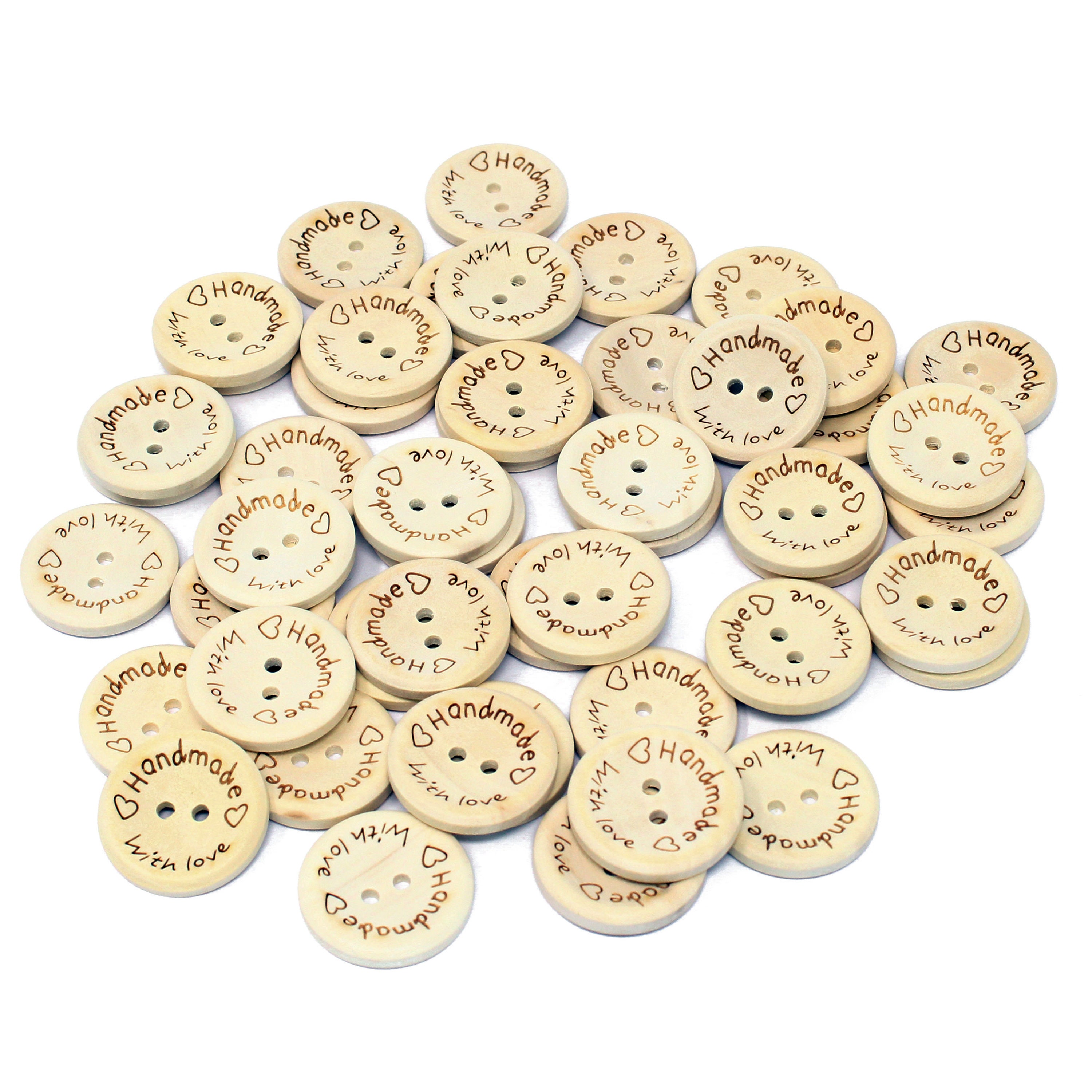 40 Mix 'handmade With Love' Buttons - Charming Craft Embellishments for ...