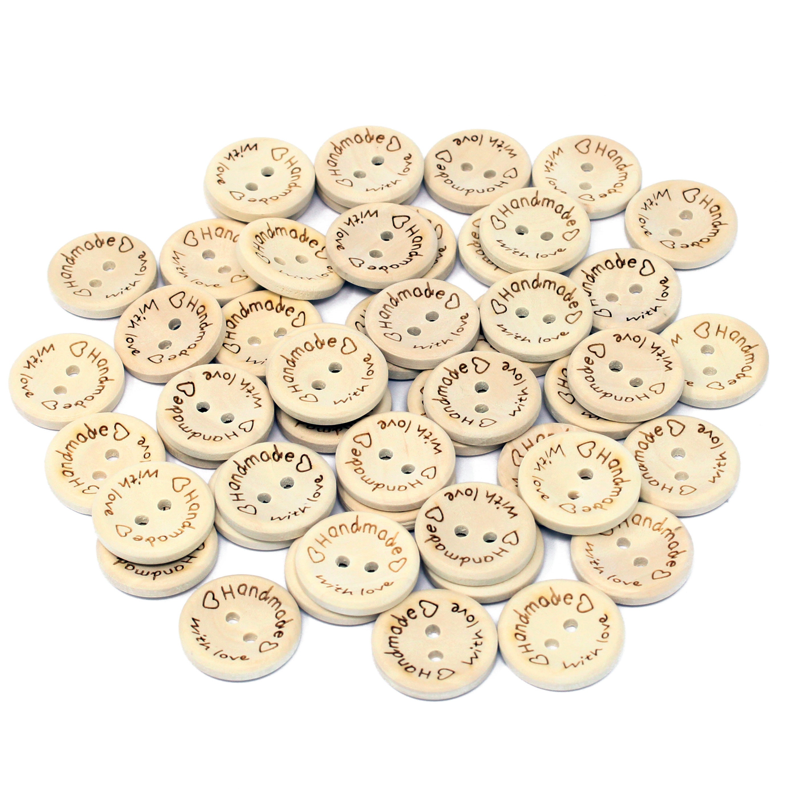 40 Mix 'handmade With Love' Buttons - Charming Craft Embellishments for ...
