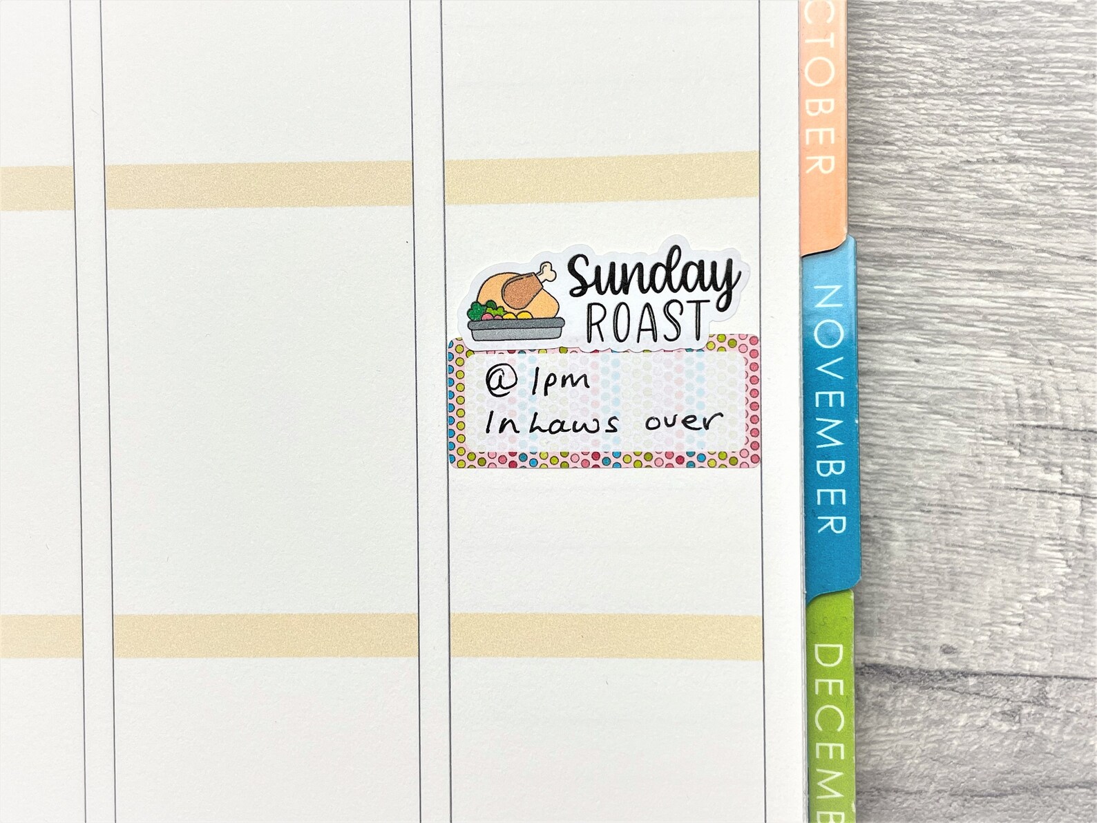 Sunday Roast Script Planner Stickers Roast Dinner Planner - Etsy UK