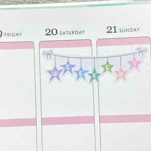 Weekend Pastel Stars Banner Planner Stickers - Weekend Banner Planner ...